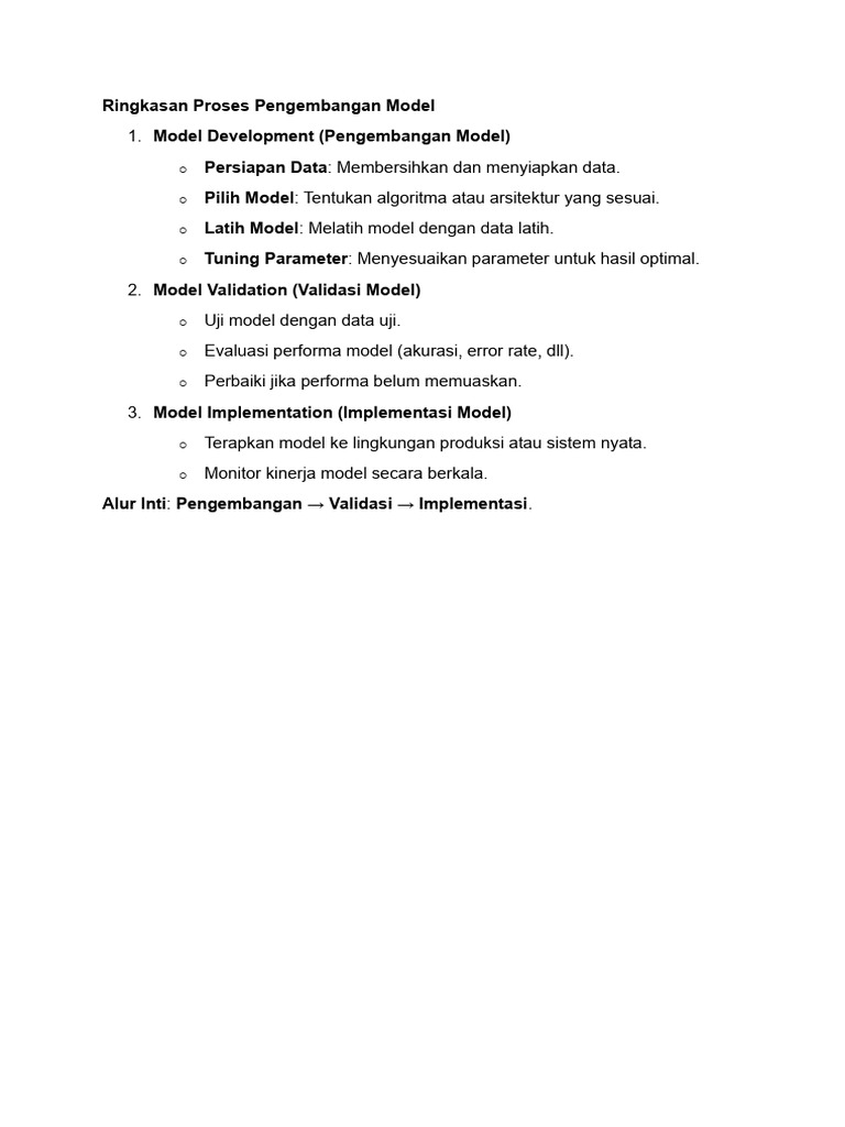 Ringkasan Proses Pengembangan Model | PDF
