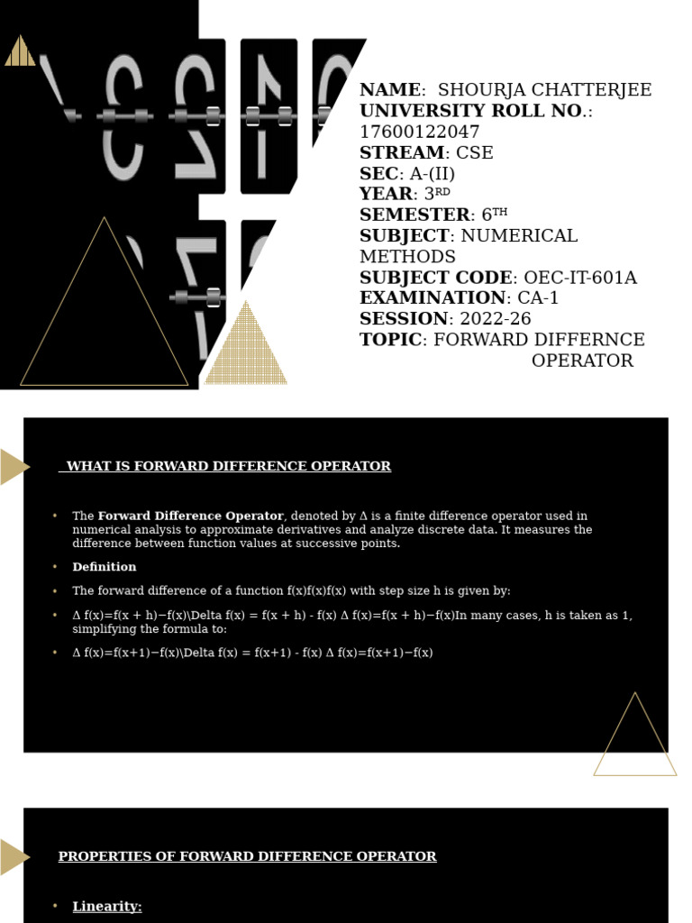 Cse CA 1 17600122047 Shourja Chatterjee | PDF | Finite Difference | Numerical Analysis