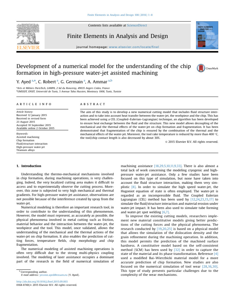 Development of A Numerical Model For The Understanding of The Chip ...