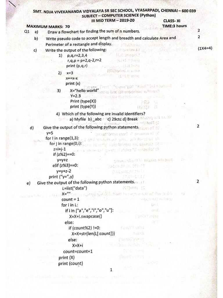 Computer Science LLL Midterm Examination 2019-20 | PDF