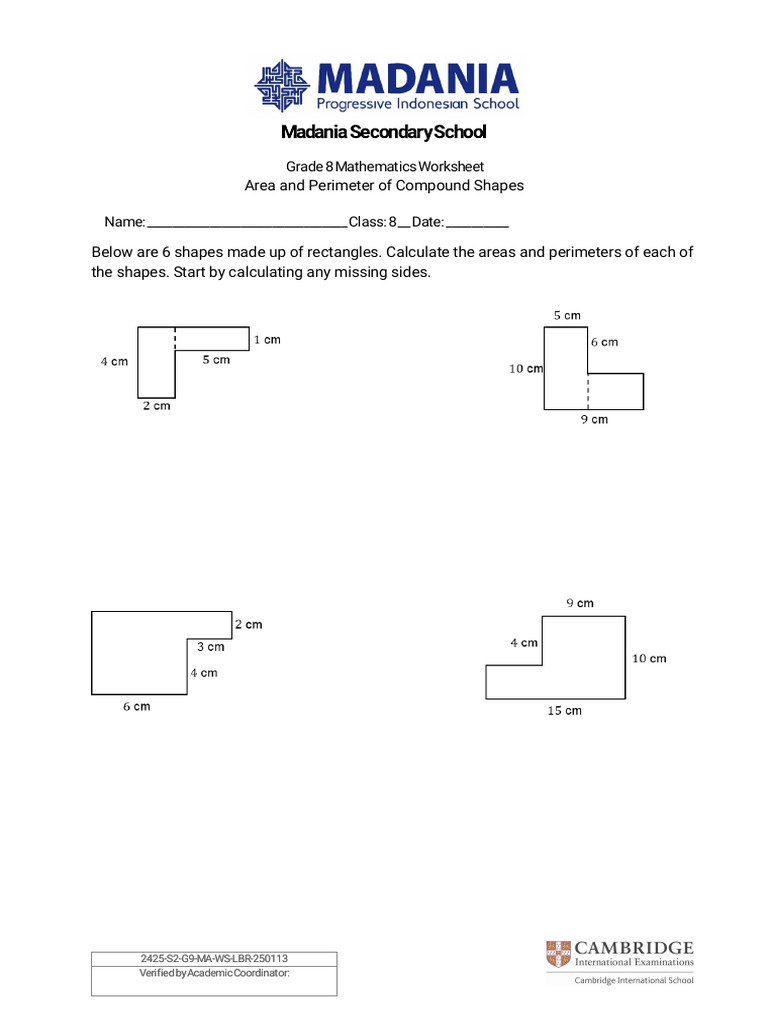 Grade 8 Area and Perimeter Worksheet | PDF