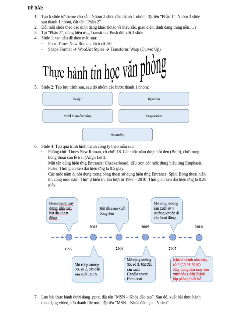 ĐỀ BÀI thực hành Powerpoint | PDF
