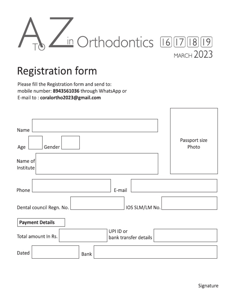 A To Z in Orthodontics - Regn. Form | PDF