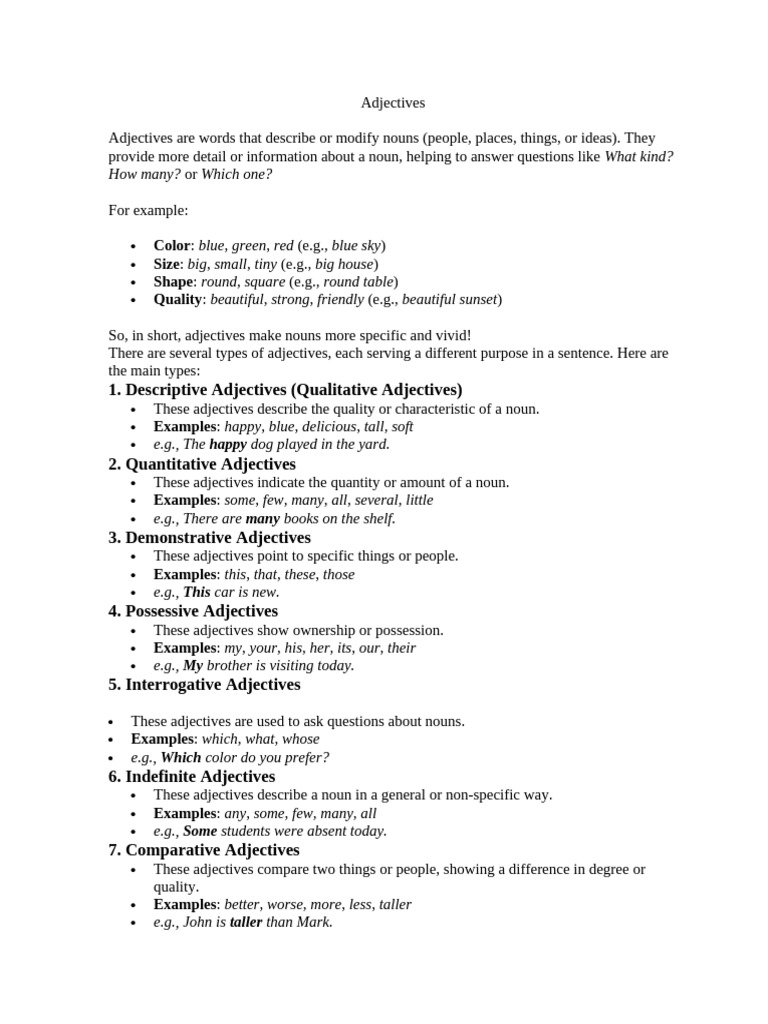 Adjectives and Adverbsnotes | PDF | Adjective | Adverb