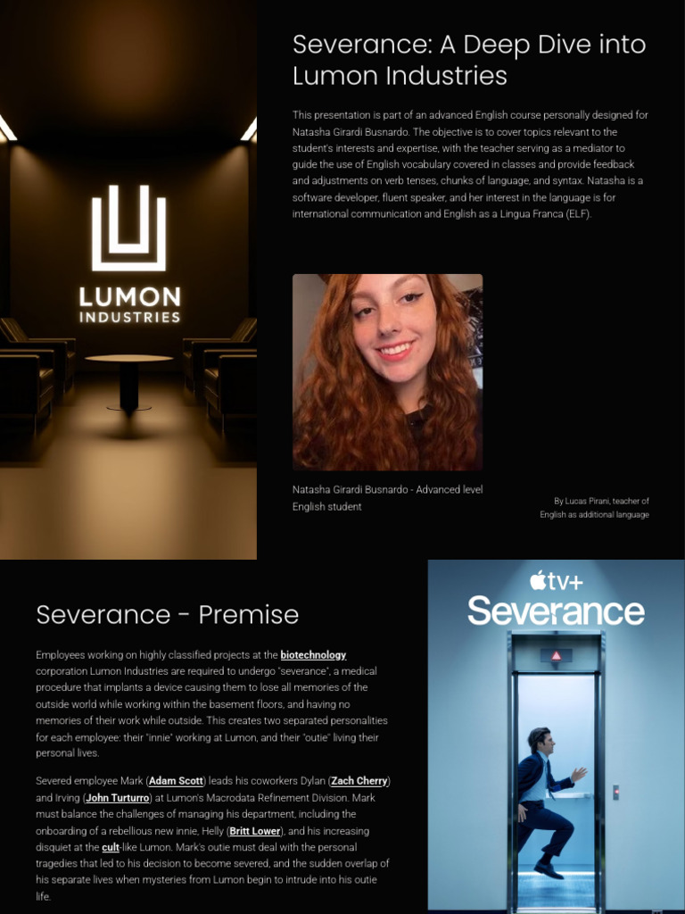 Severance a Deep Dive Into Lumon Industries | PDF | Identity (Social ... Severance a Deep Dive Into Lumon Industries | PDF | Identity (Social ...