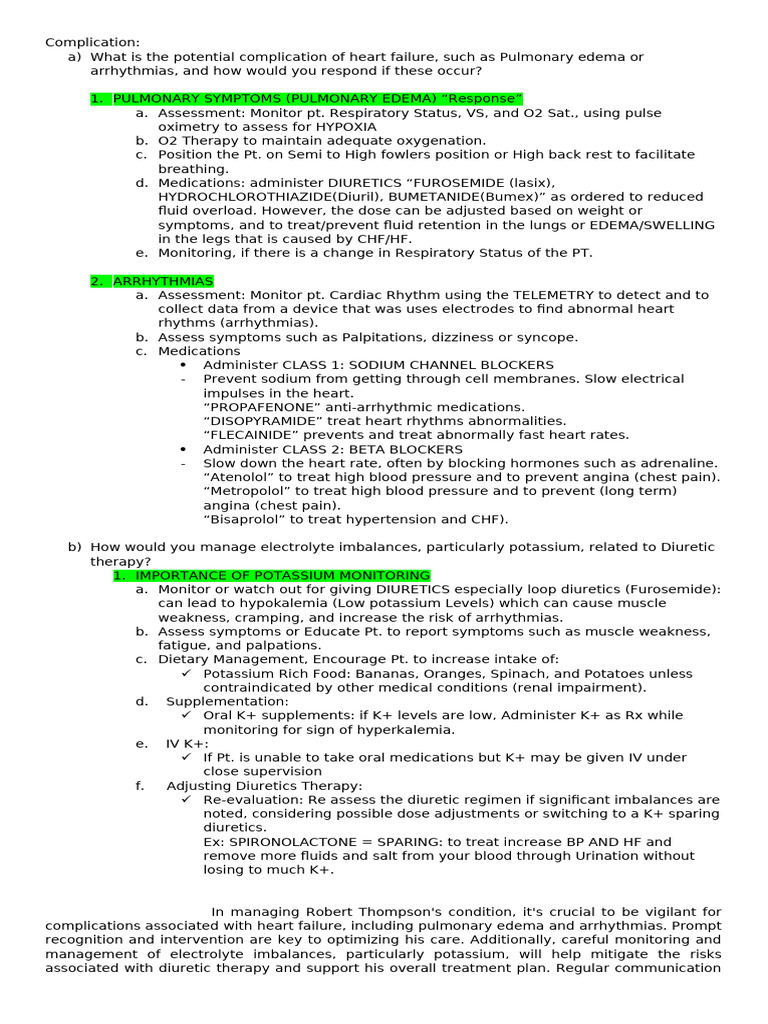 Complication of HR | PDF | Heart Failure | Heart