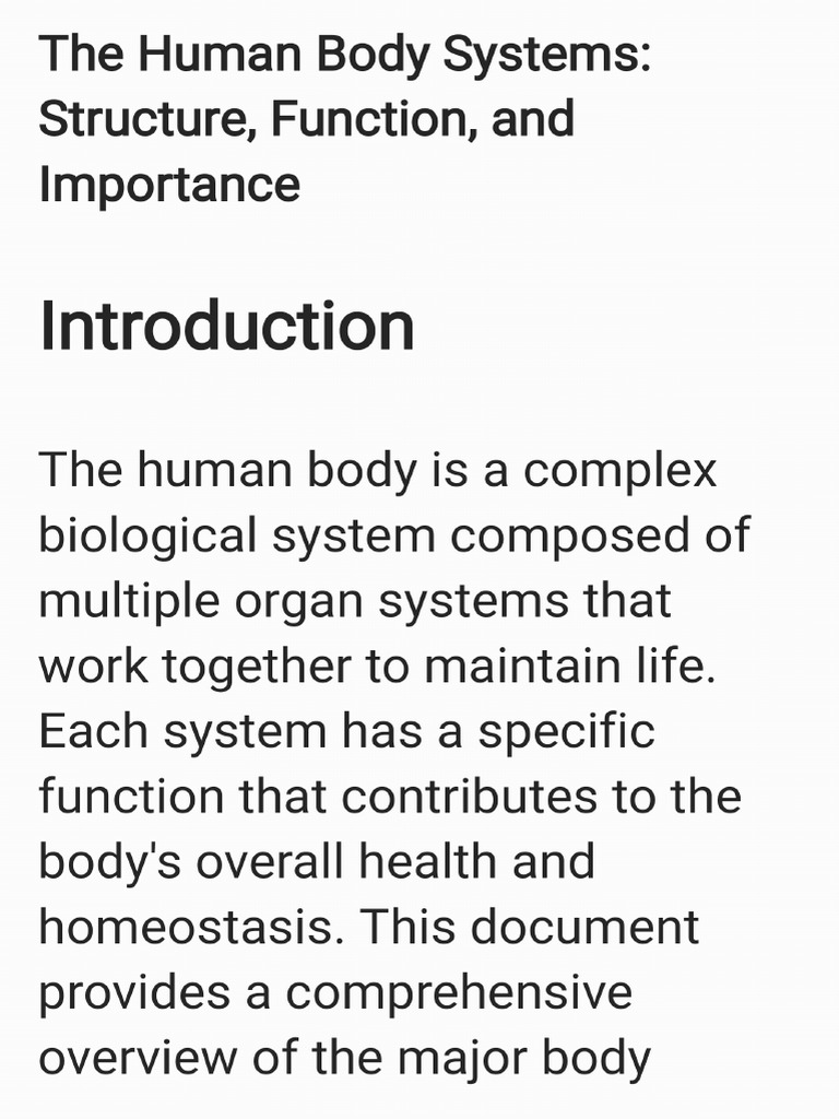 The Humans Body Systems | PDF