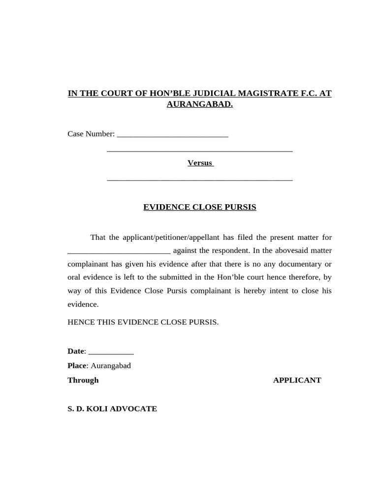 Evidence Closed Pursis | PDF