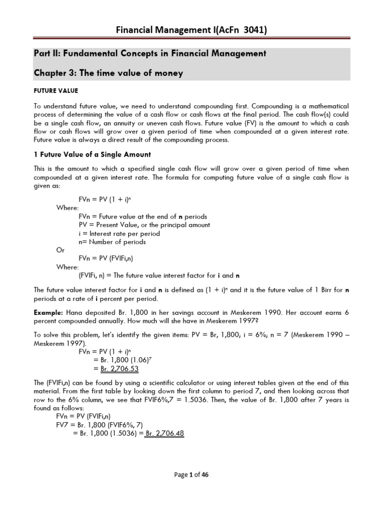 Future Value Concepts in Financial Management | PDF | Present Value ...
