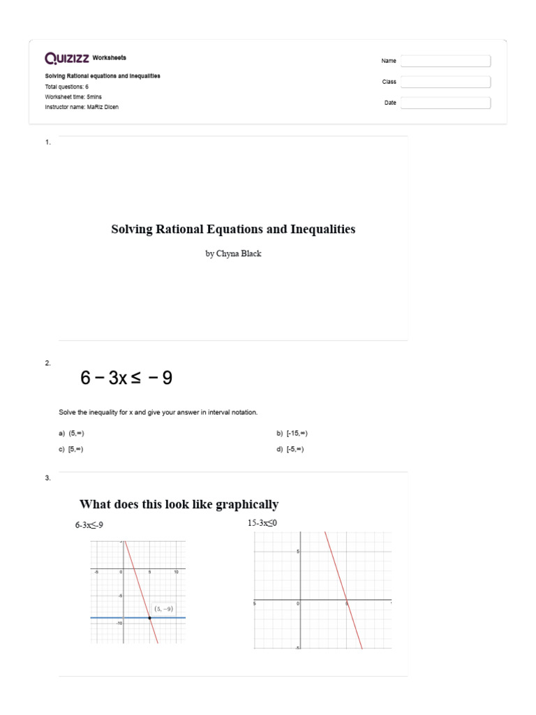 Solving Rational Equations and Inequalities - Quizizz | PDF