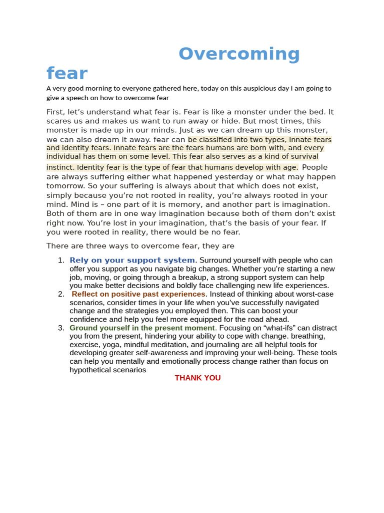 Overcoming fear | PDF