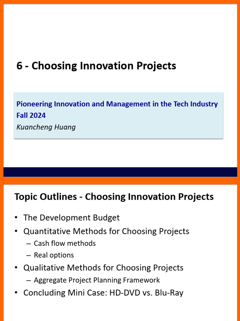 6 - Choosing Innovation Projects - Lecture 24 E3 v2 | PDF | Internal ...