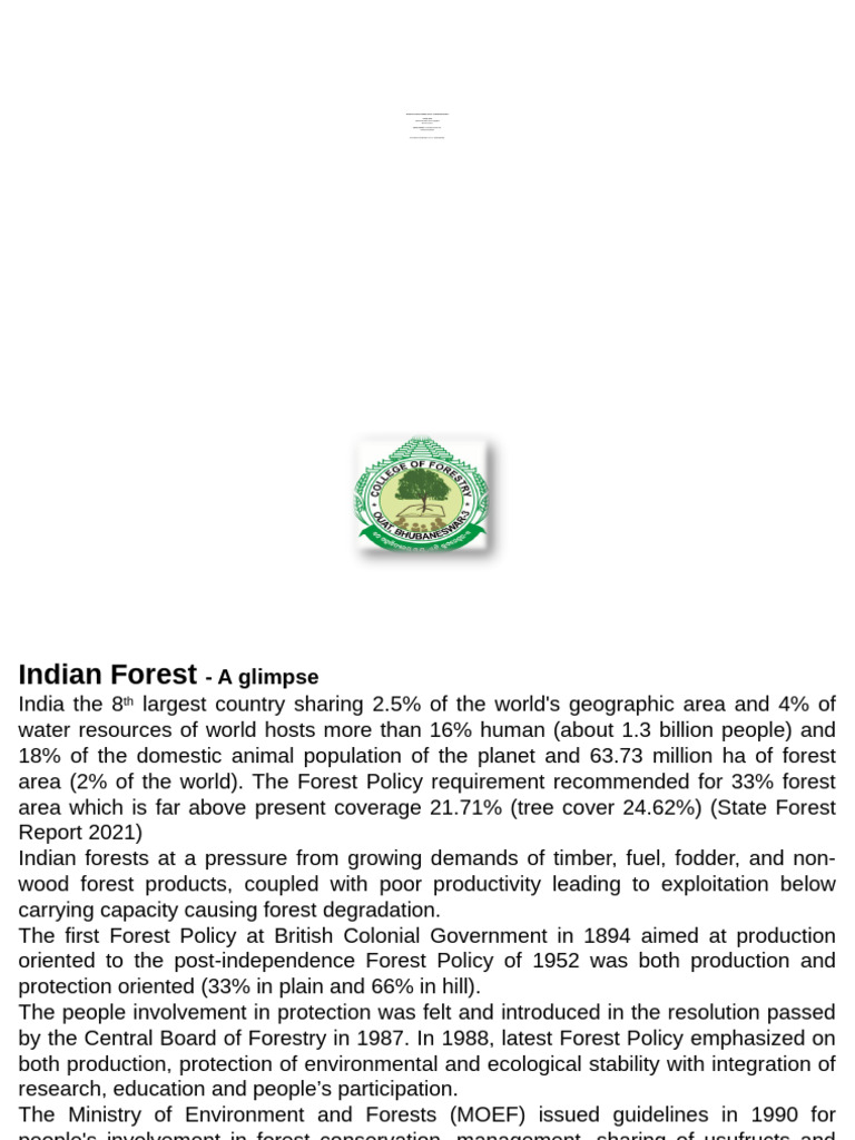 Forest Planning-Forest Policy and Development | PDF