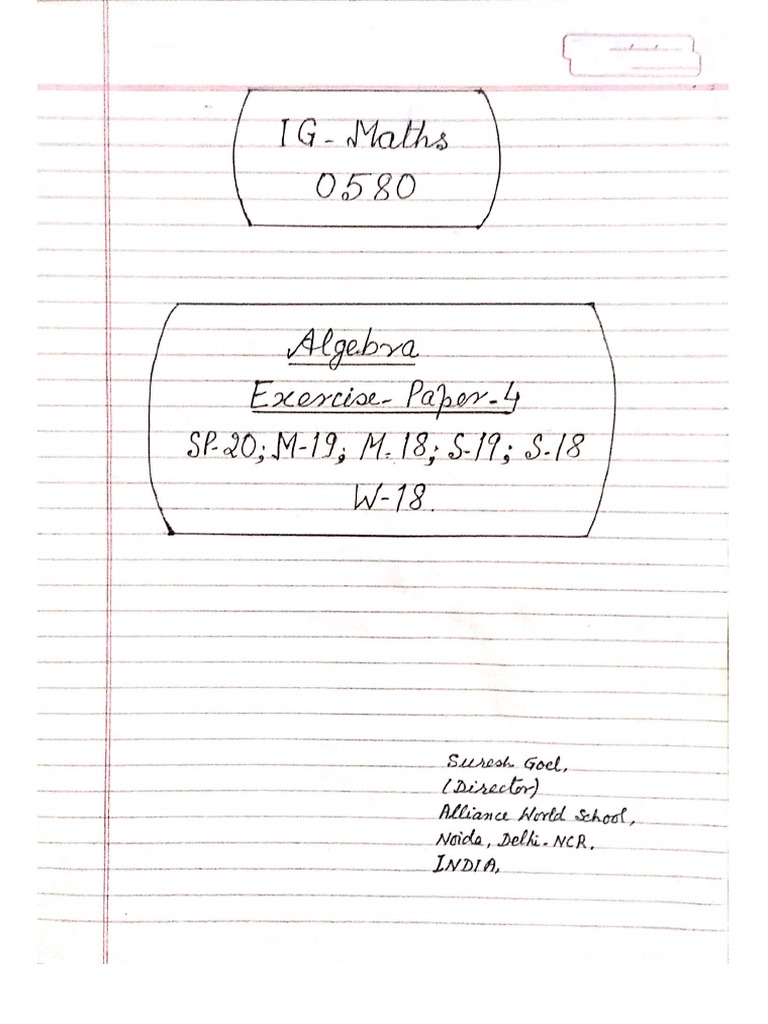 Ig 0580 Algebra Paper 4 Exercise 1 | PDF