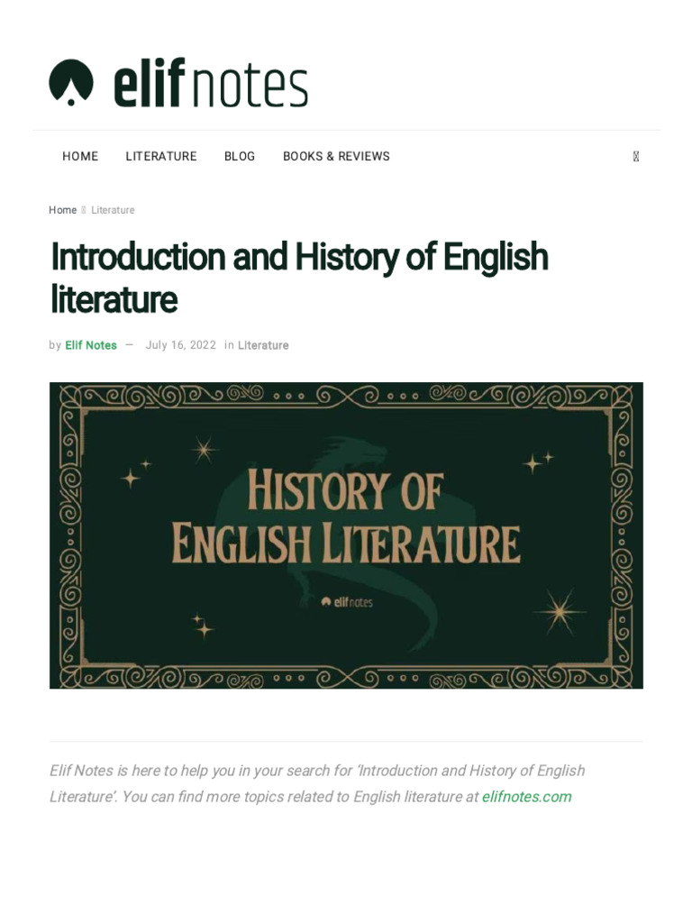 Introduction and History of English Literature _ Overview of 8 Major ...