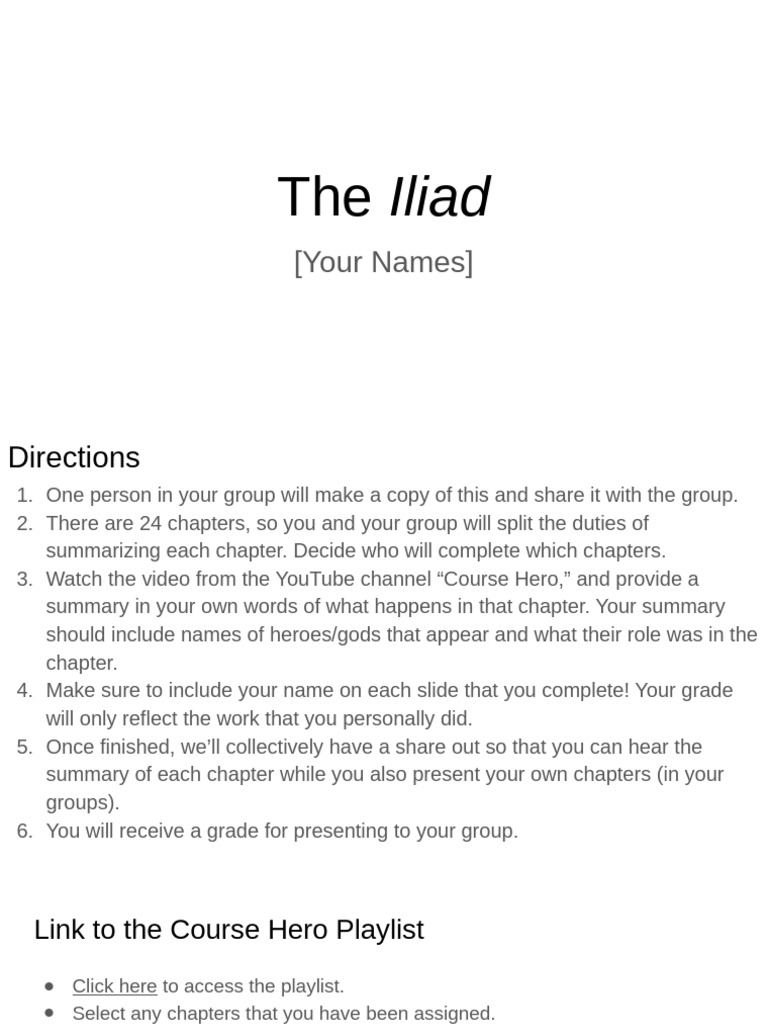 [Assignment]+the+Iliad+Group+Summaries | PDF