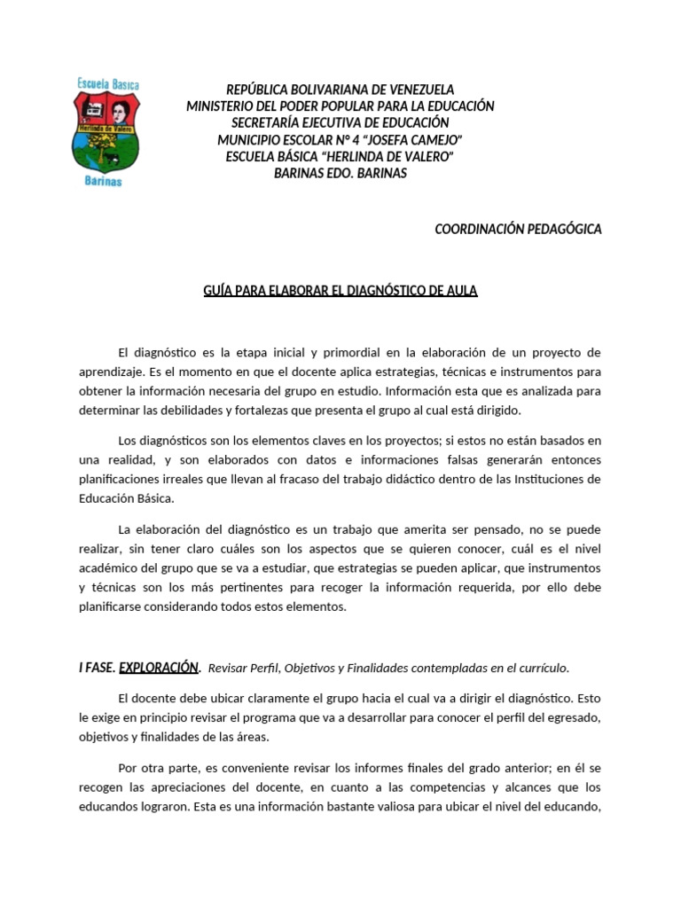GUIA PARA LA ELABORACION DEL DIAGNOSTICO | PDF | Maestros | Aprendizaje GUIA PARA LA ELABORACION DEL DIAGNOSTICO | PDF | Maestros | Aprendizaje