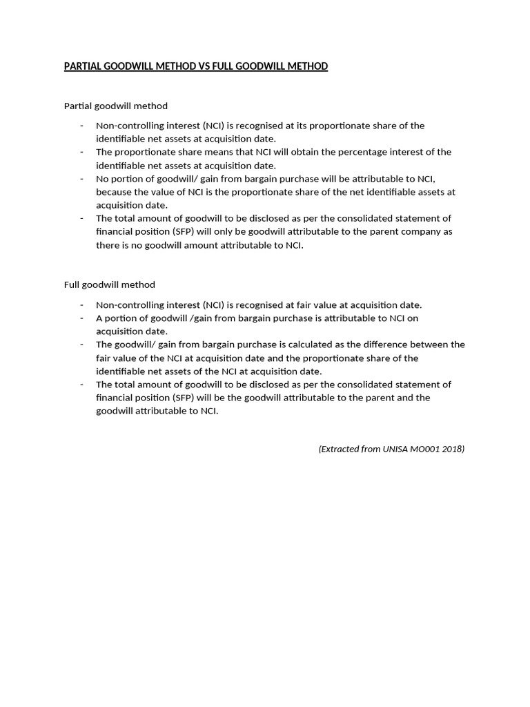 Goodwill Methods: Full vs Partial | PDF