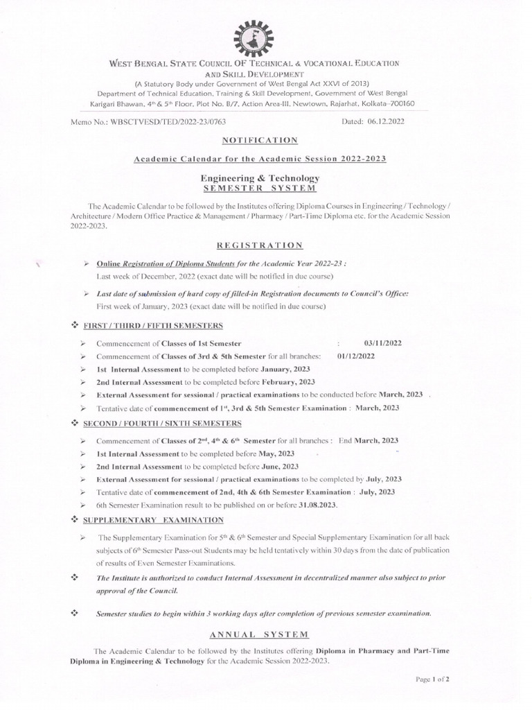 Academic Calendar 2022-23 | PDF