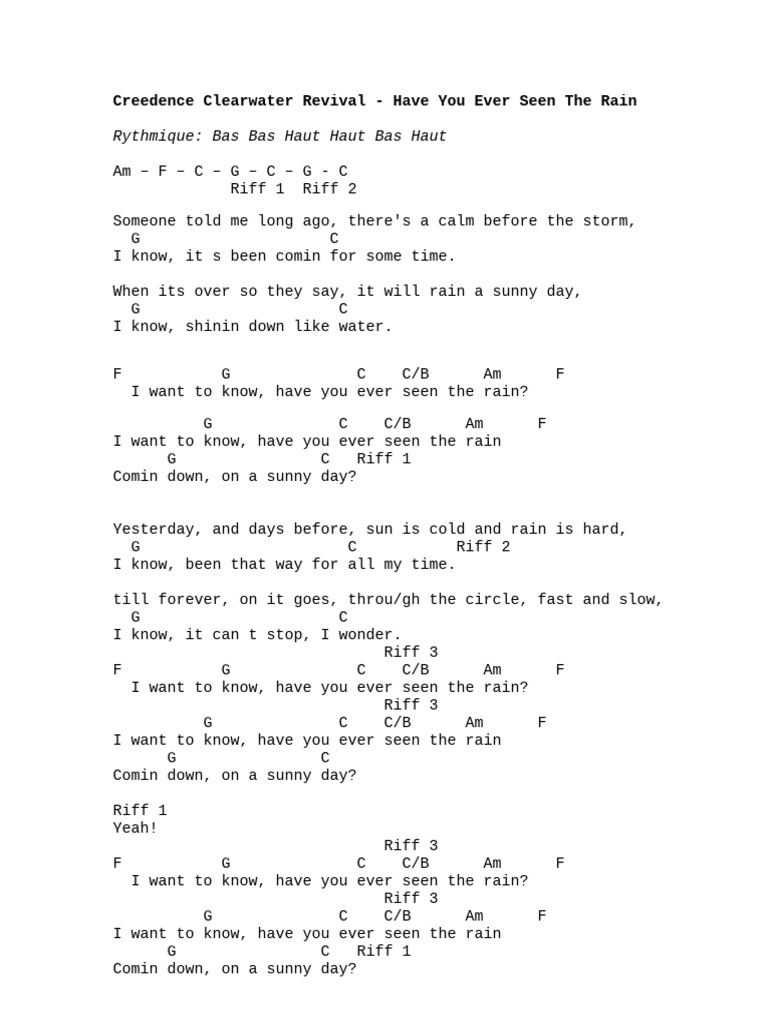 CCR - Have You Ever Seen The Rain | PDF