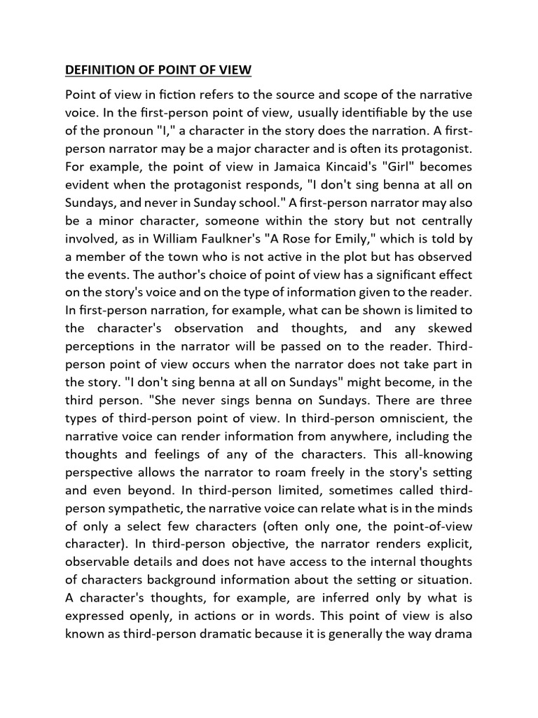 Understanding Point of View in Fiction | PDF | Narration