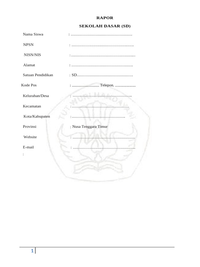 Format Rapor SD (Oke) | PDF
