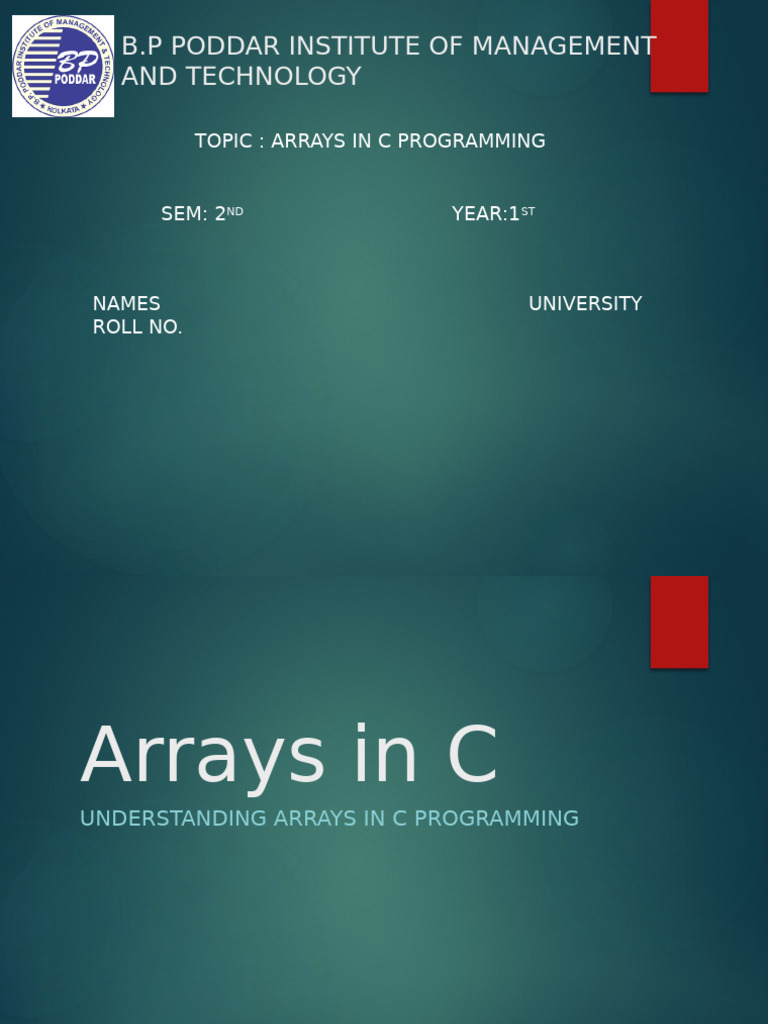 Arrays in C | PDF