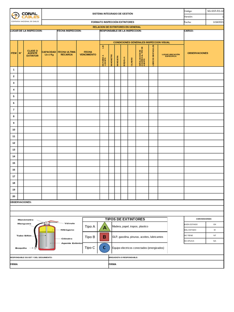 Formato Inspección Extintores | PDF