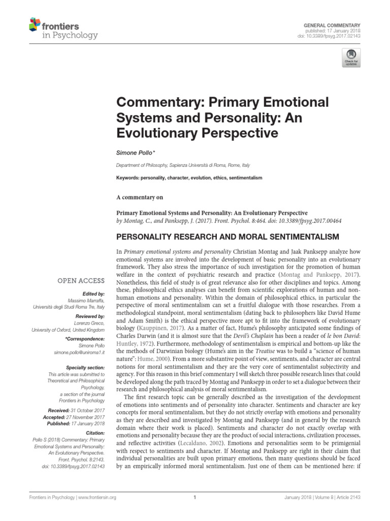 Commentary: Primary Emotional Systems and Personality: An Evolutionary ...