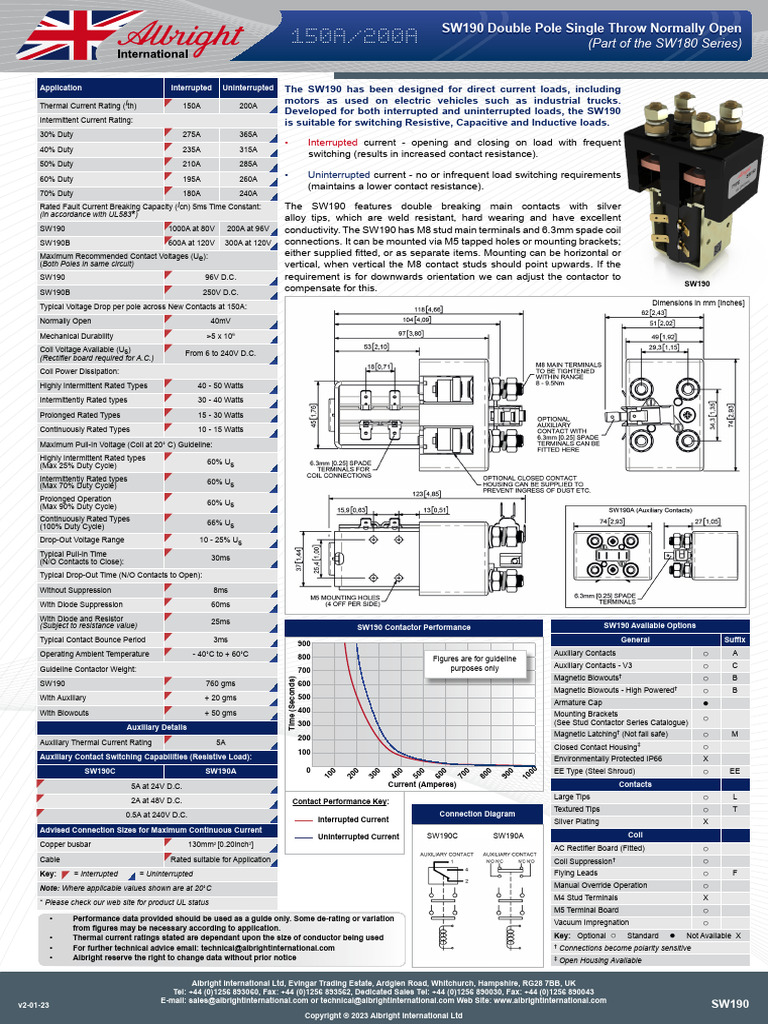 Contactor Allrigth SW190 | PDF | Components | Electrical Components