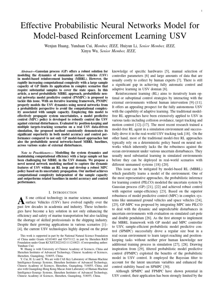 Effective Probabilistic Neural Networks Model For Model-Based Reinforcement Learning USV | PDF ...