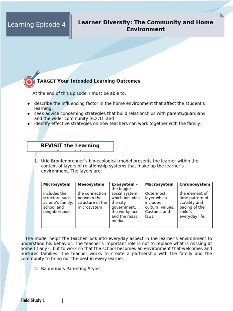 ELC 101 Learning Episode 4 | PDF | Self Esteem | Learning