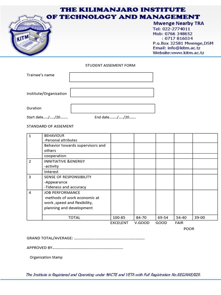 Assesment Form | PDF