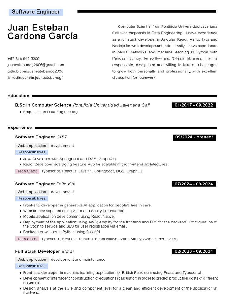 Juan Cardona CV | PDF