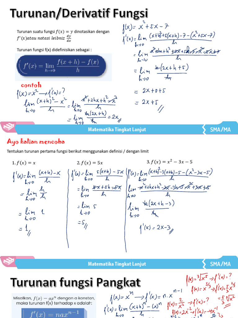 Turunan Fungsi Aljabar Part 1 | PDF