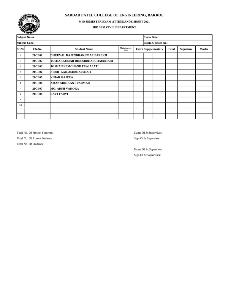 Mid Sem Exam Sheet Sem 3 | PDF