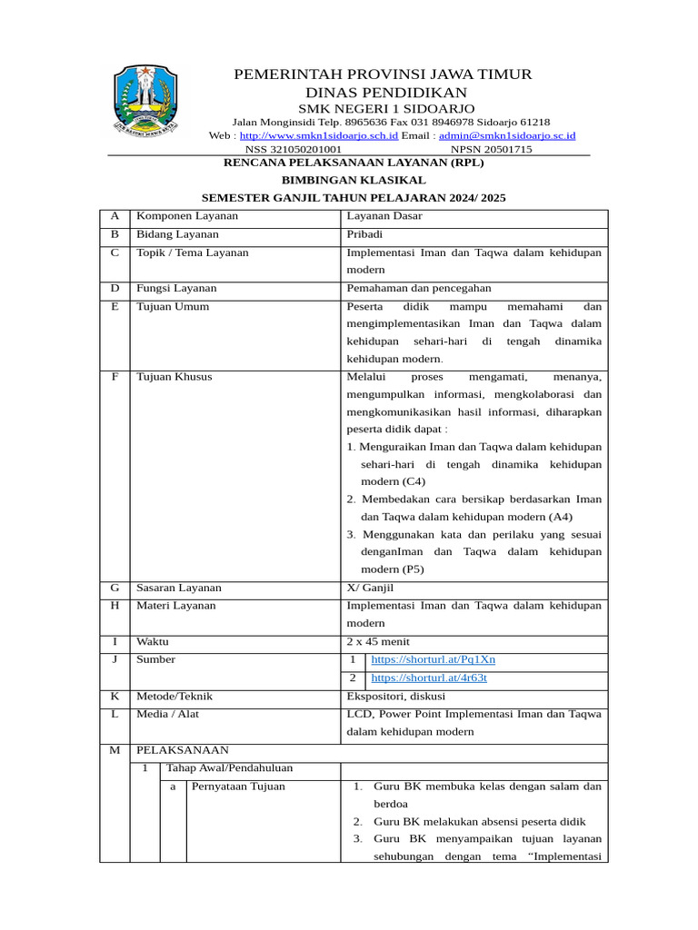 RPL BK Iman Dan Taqwaa | PDF