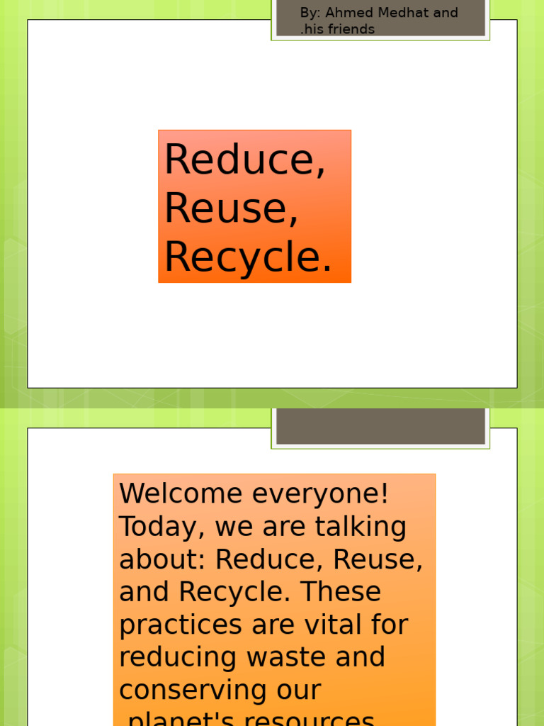 Reduce Reuse Recycle | PDF