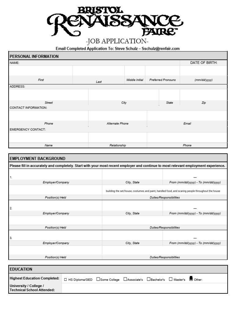 BRF Job Application 2023 1 | PDF | Amusement Park