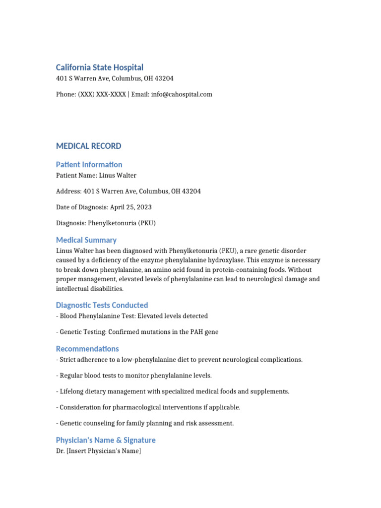 Linus_Walter_Medical_Record | PDF