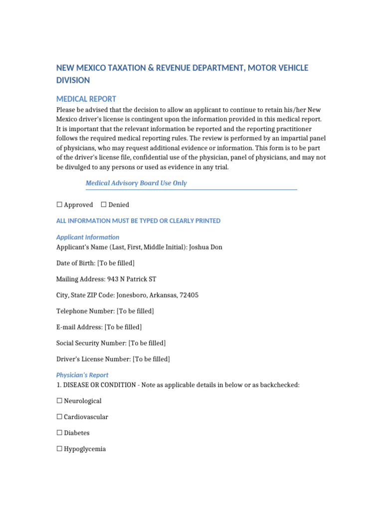 Medical Report Updated Joshua Don | PDF