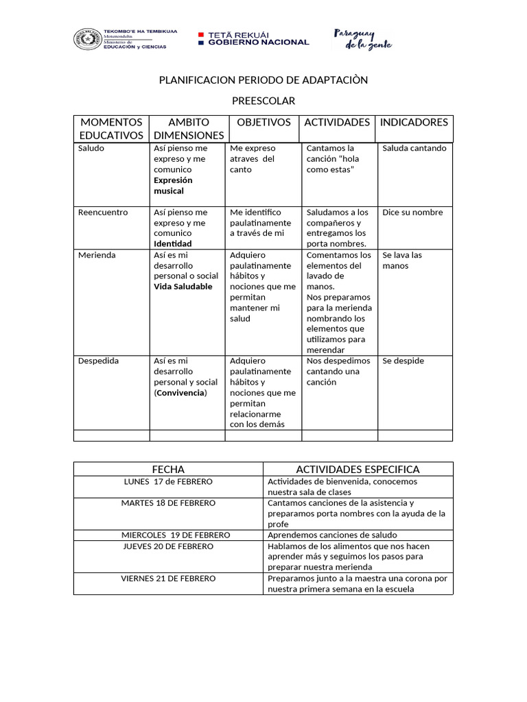 Adaptacion Preescolar 2025 | PDF