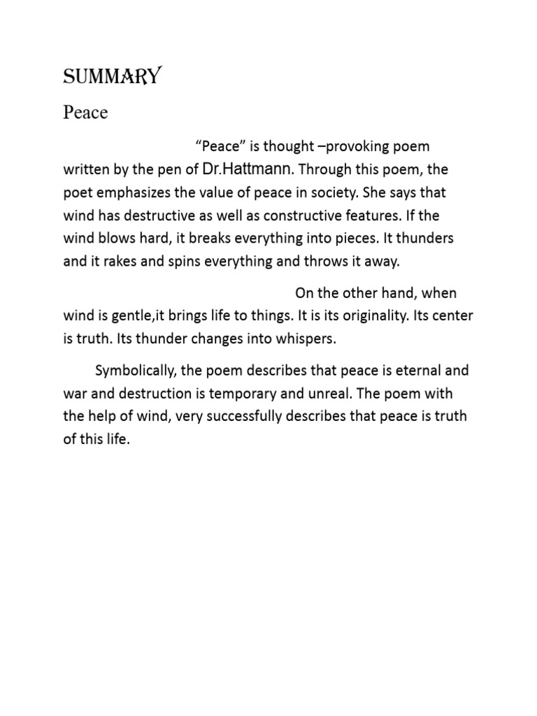 Peace's Power: A Poetic Insight | PDF