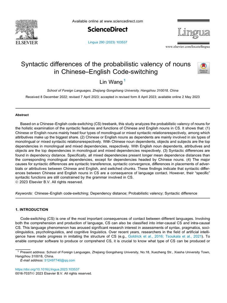 Chinese-English Code-Switching Syntax | PDF | English Language | Syntax
