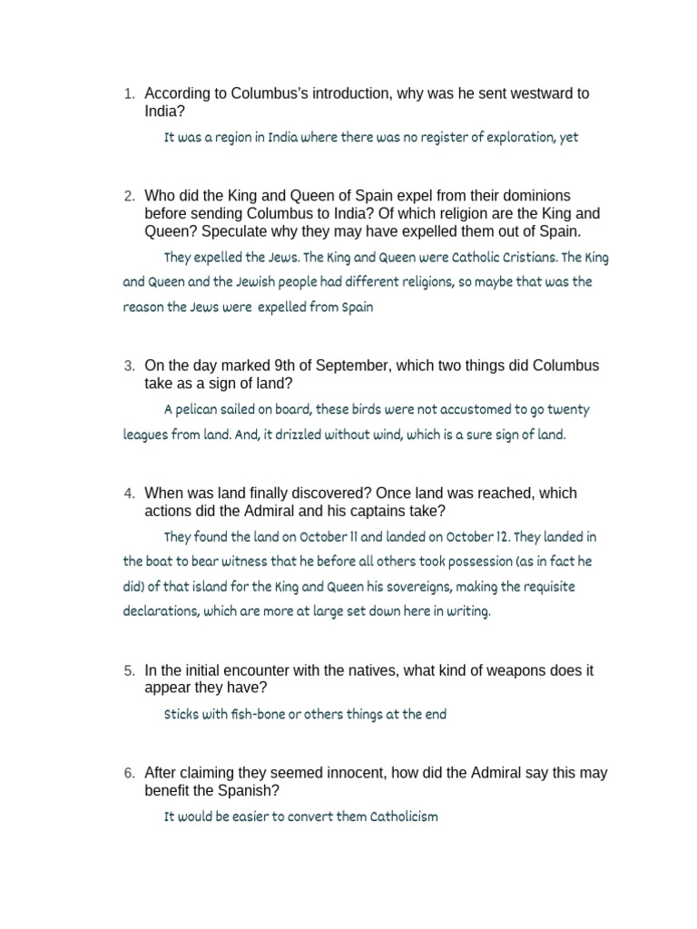 Primary Source-Columbus's Original Voyage - Pietro | PDF | Christopher ...