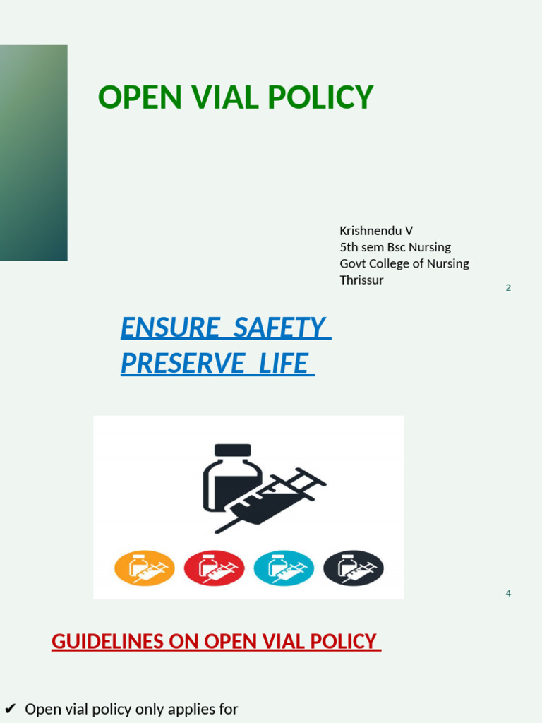 Open Vial Policy Community Health Nursing | PDF