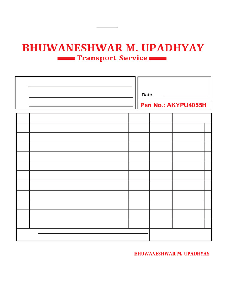 Transport Bill Format for Trackon | PDF
