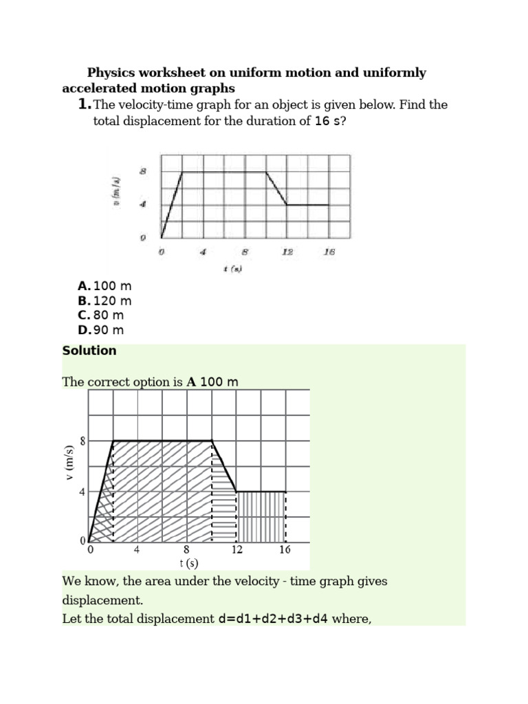 2 Physics Worksheet On Uniform Motion and Uniformly Accelerated | PDF | Velocity | Speed