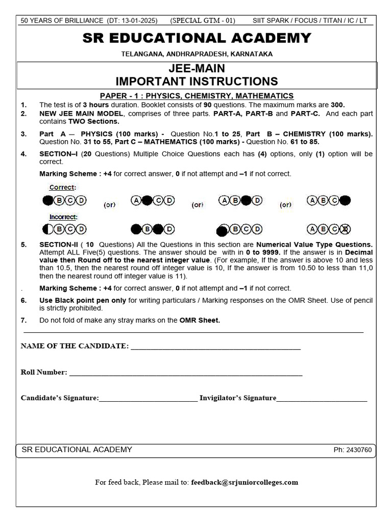 Siit Spark, Focus, Titan, Ic, LT (Special GTM - 01) DT (13.01.2025) - QP | PDF | Photoelectric ...