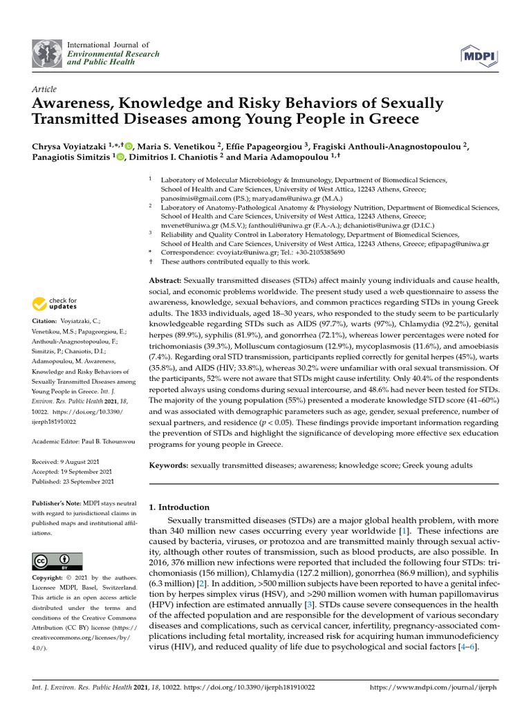 Awareness, Knowledge and Risky Behaviors of Sexually Transmitted Diseases among Young People in ...